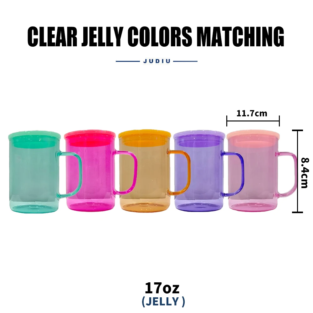 Usa Warehouse 17oz Sublimation Blanks Clear Cady Colorful Jelly Glass ...