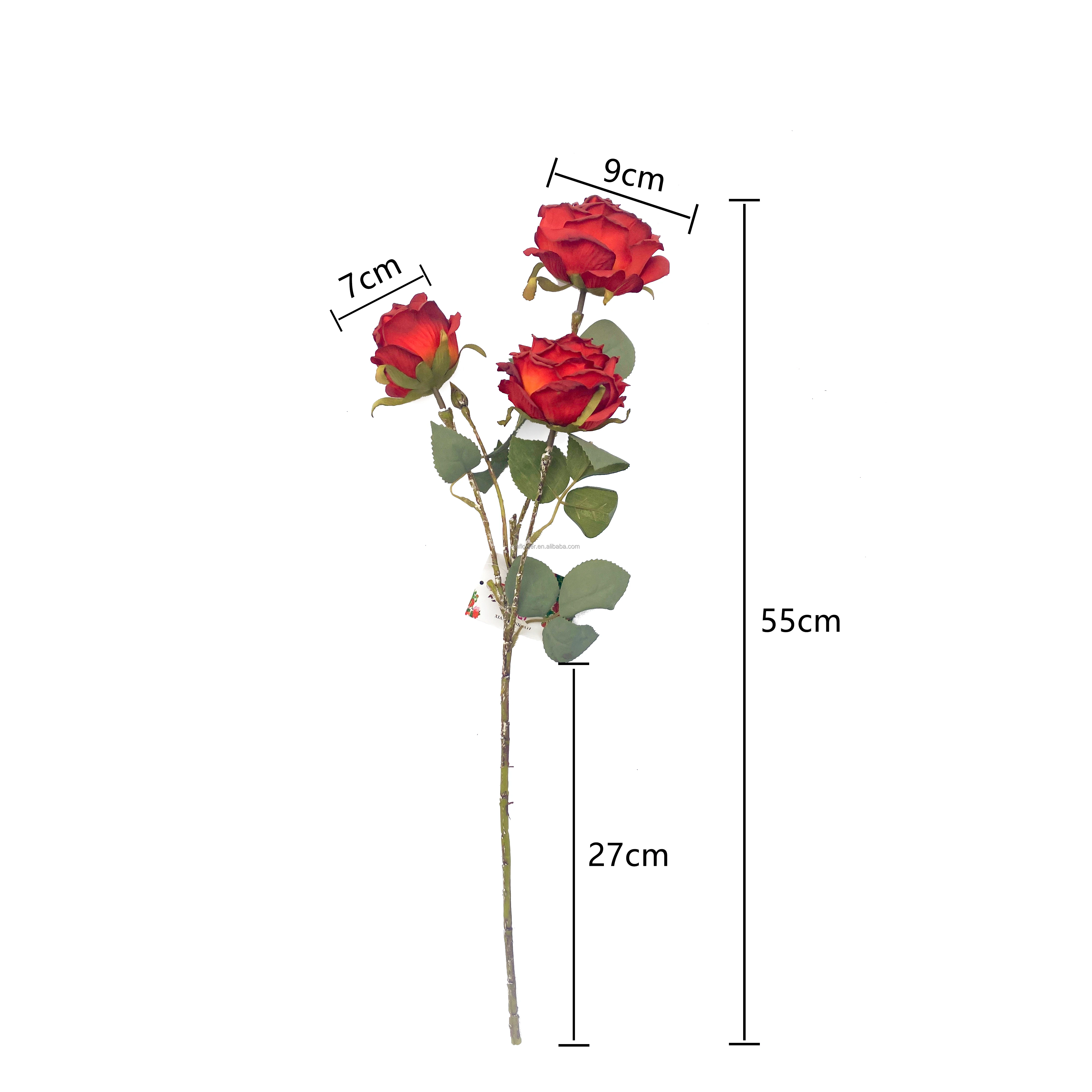 Artificial Red Rose Flower With Single Stem For Home Wedding Garden ...