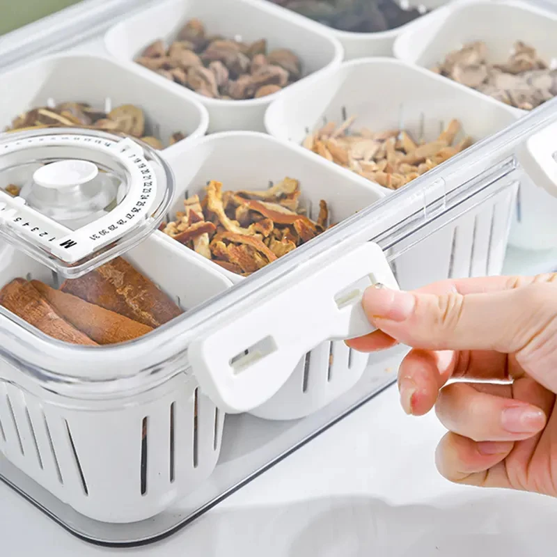 OWNSWING Kitchen Plastic Airtight Bulk Compartment Storage Box Spice ...