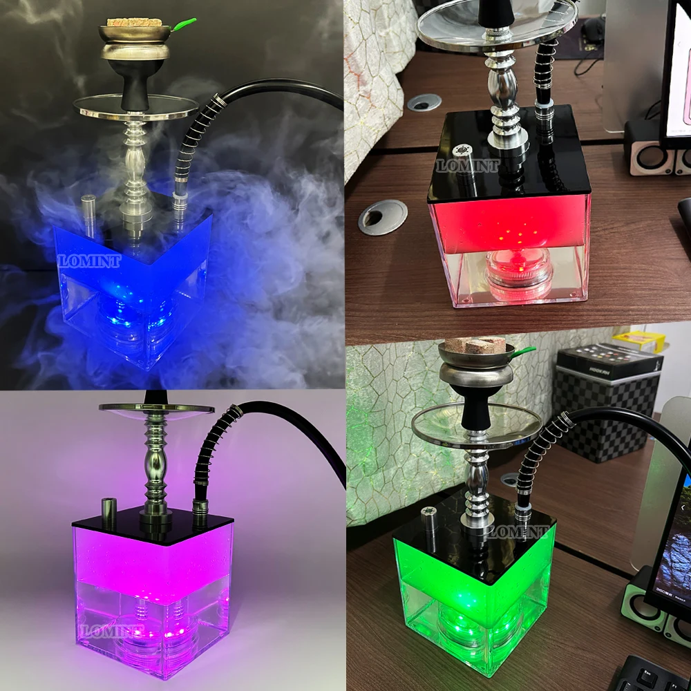Clear Transparent Square Hookah Acrylic Shisha Set