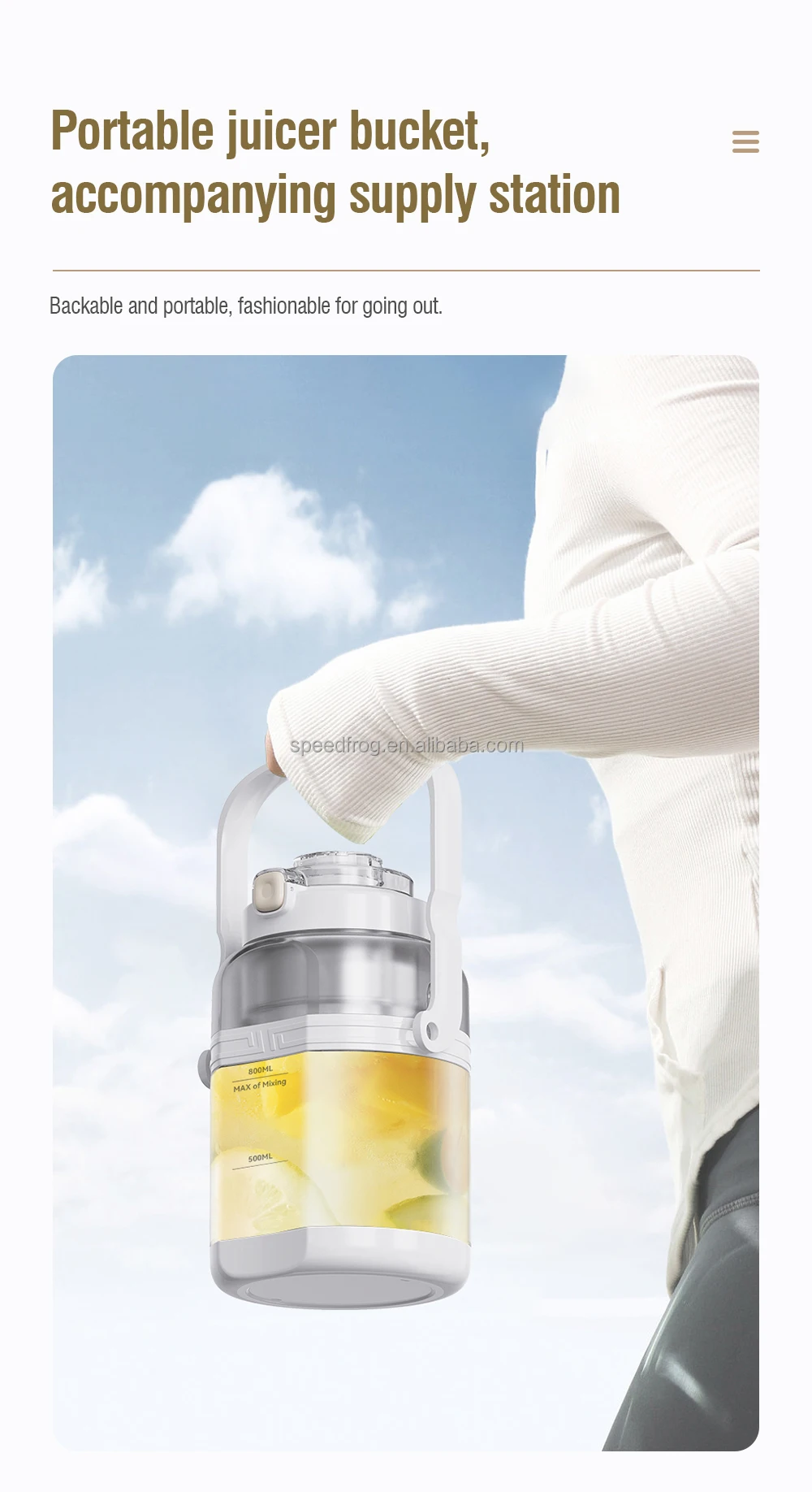 10 Blades Large Capacity 800ml Wireless Rechargeable Smoothie Juice ...