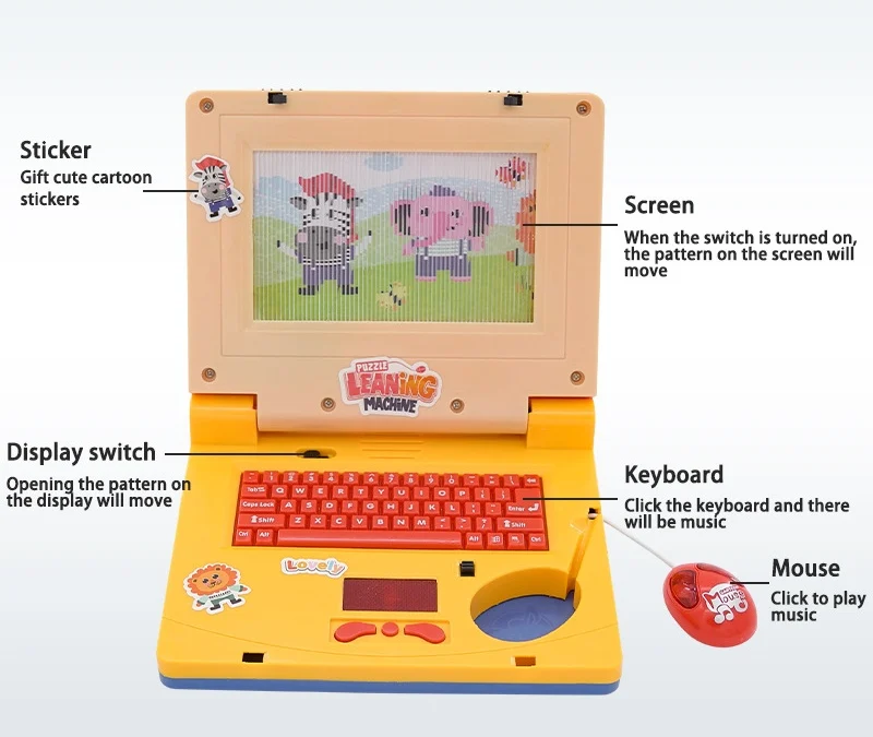 English Language Kids Small Cartoon Computer Toy With Music Learn And ...