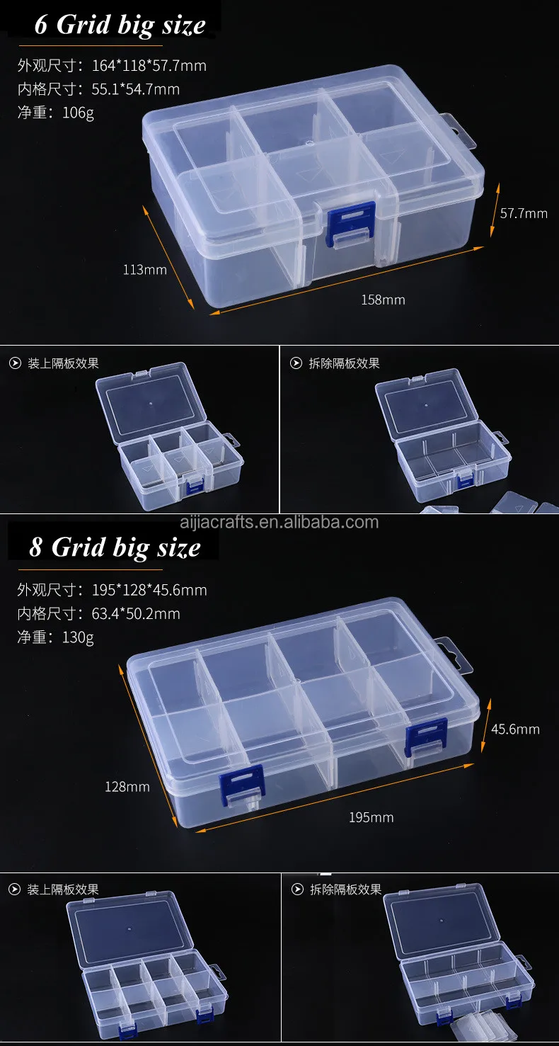 Organizer Box Clear Plastic Adjustable Compartments Storage Container ...