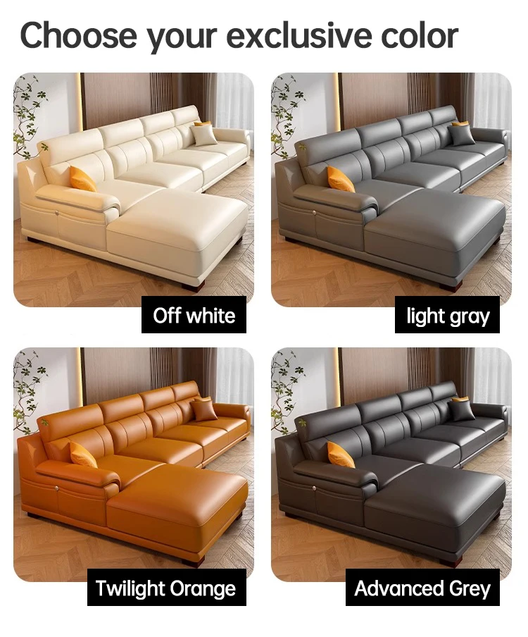 Luxury Design L Shape Modular Leather Couch for Living Room