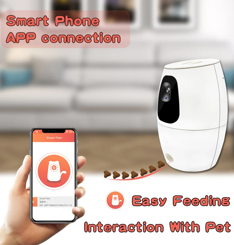 Smart Remote Control Automatic Pet Feeder Wifi With Camera Function For ...