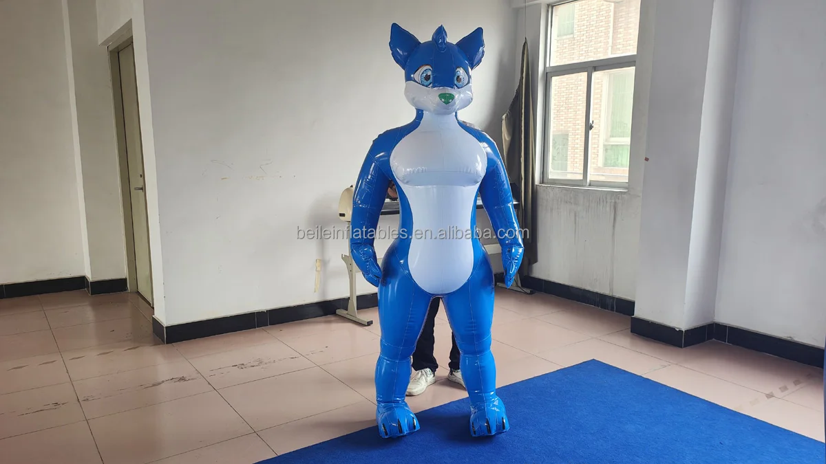 Beile Custom Quality Blue PVC Inflatable Fox Suit for Party