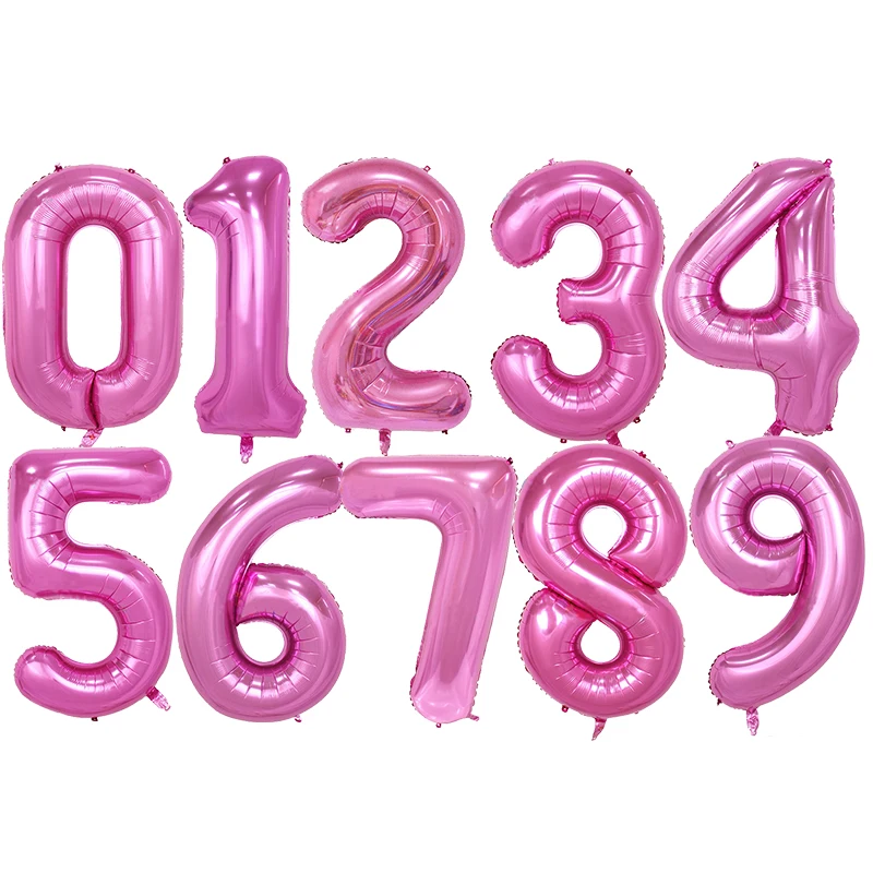 32 Inch Digital Metal Color Balloon Helium Aluminum Foil Balloon Number ...