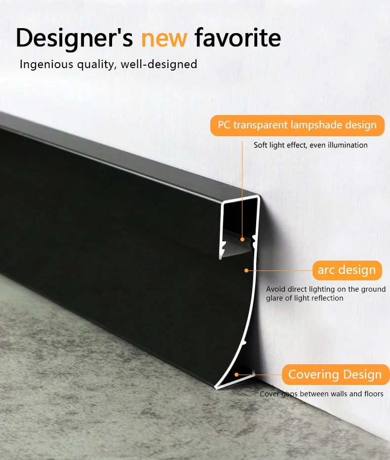 Baseboard Wall Flooring Led Skirting Board Aluminum Led Baseboard ...