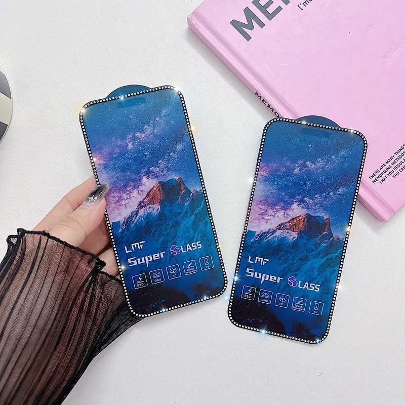 Shiny Diamond Border Anti-fingerprint Matte Tempered Glass Screen ...