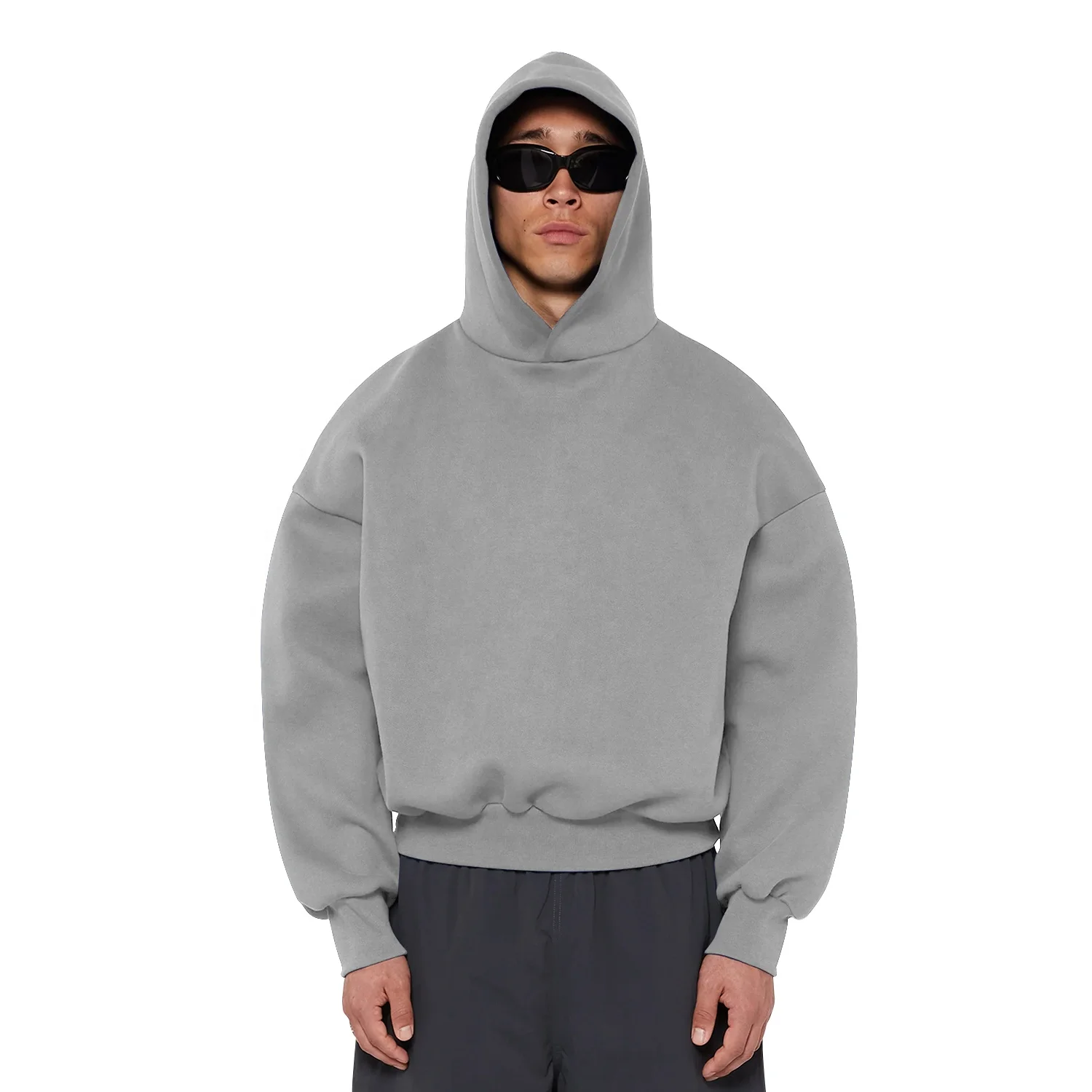 custom french terry heavyweight 400 gsm drop shoulder hoodie manufacturer oversized boxy cropped ...