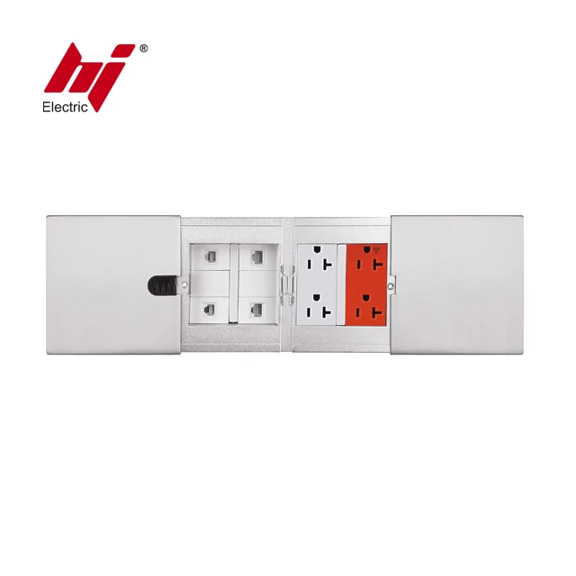 Ultra-thin Two-Door Duplex Flat Push Type Floor Socket Outlet Box ...