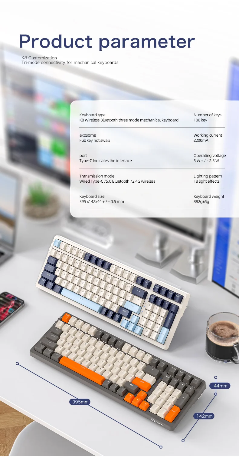 ZIYOULANG K8 Mechanical Keyboard - Wireless & Programmable
