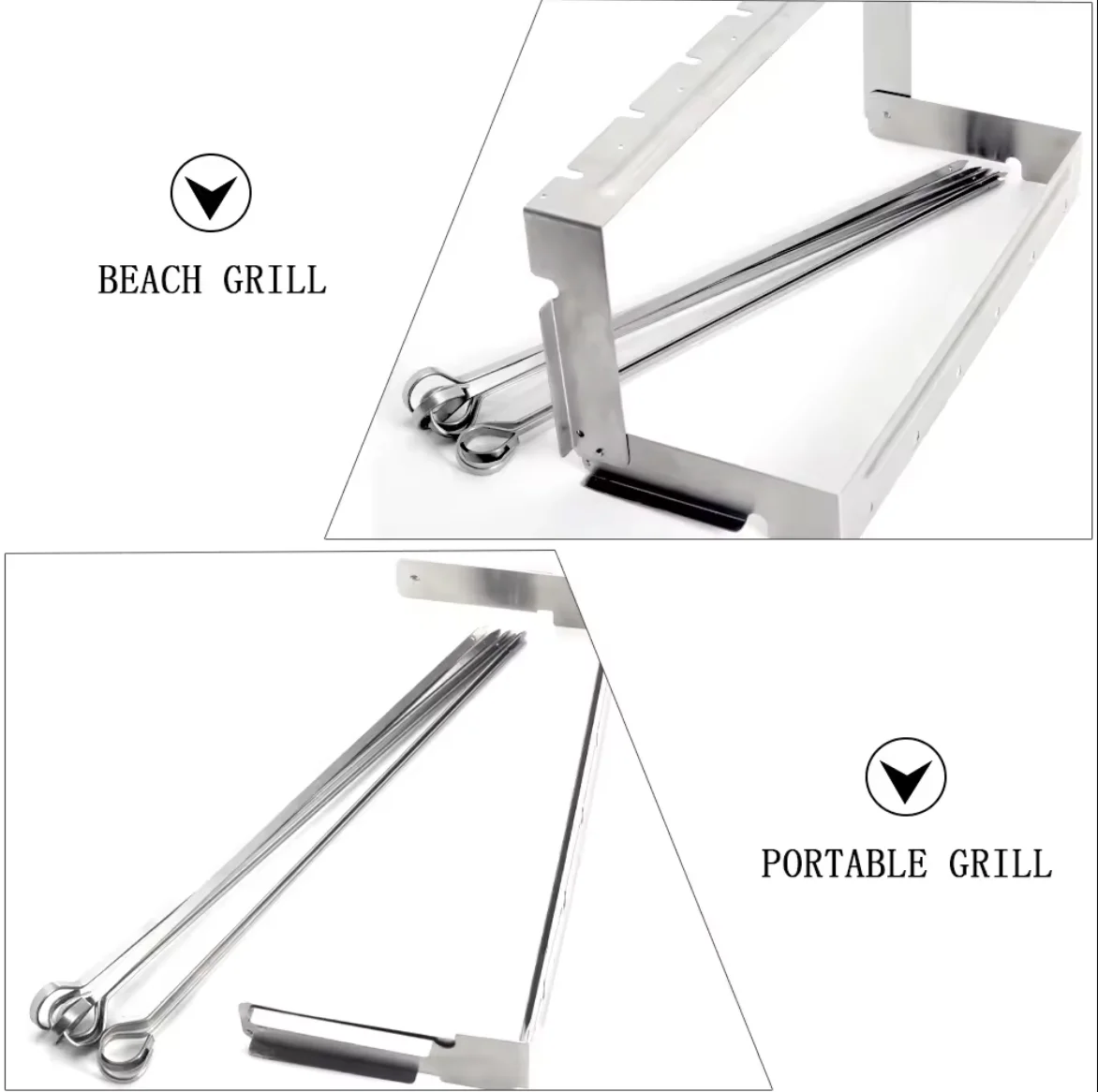 Stainless Steel BBQ Skewers Set - Foldable Grill Racks