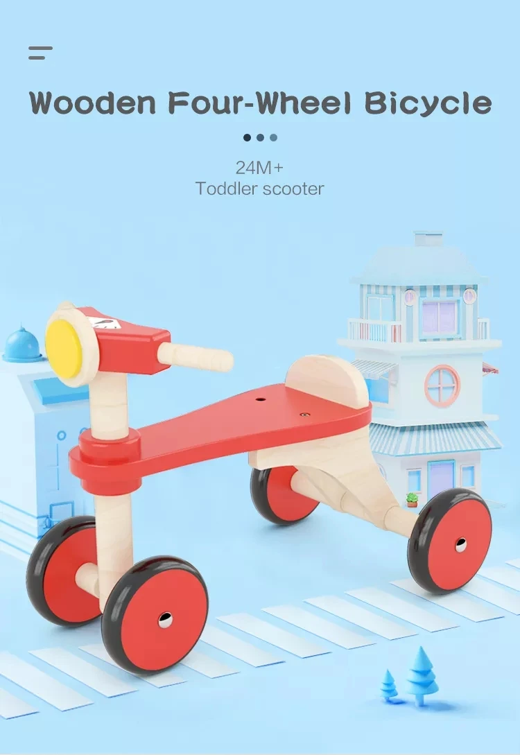 Little Room Kids Wooden Ride On Balance Bike Indoor Toddler Trike With ...