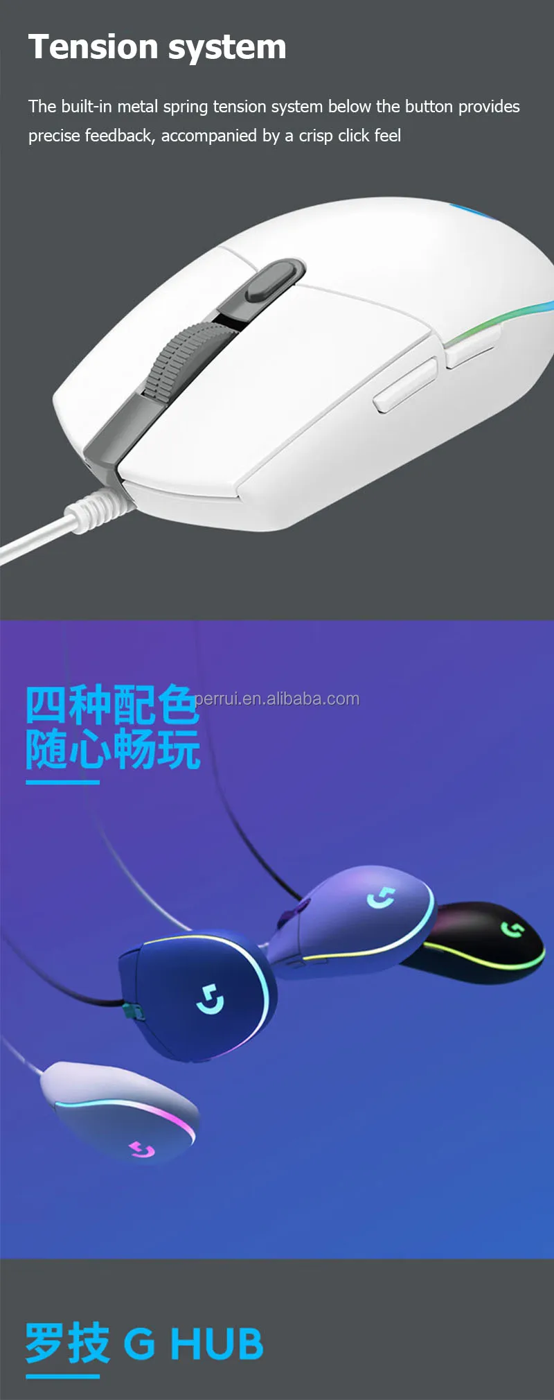 Wholesale Logitech G102 LIGHTSYNC Gaming Mouse 8000DPI RGB Wired Optical Mouse Original Logitech ...