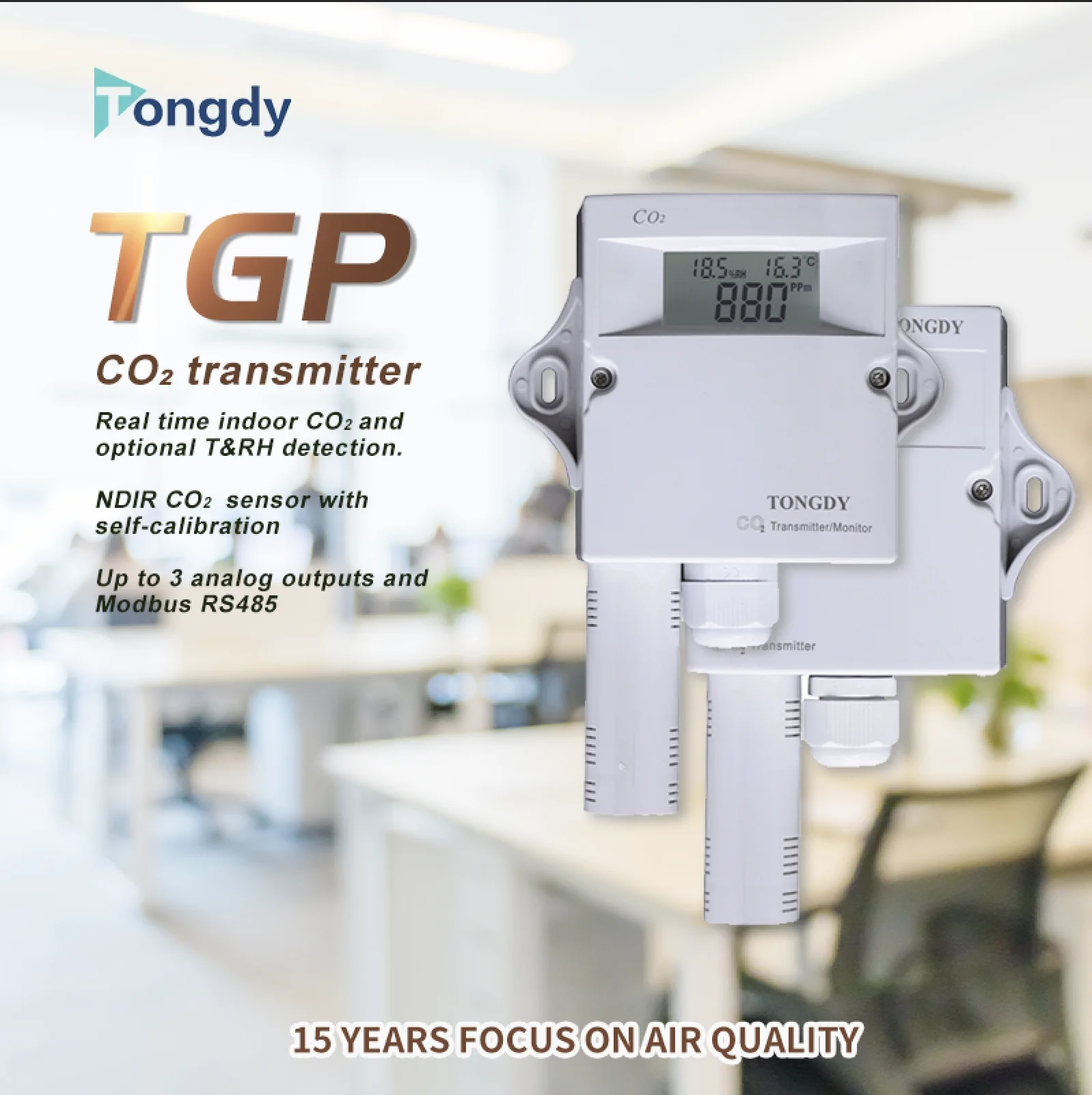 CO2 Transmitter with Modbus RS485 Interface - 0~5000ppm