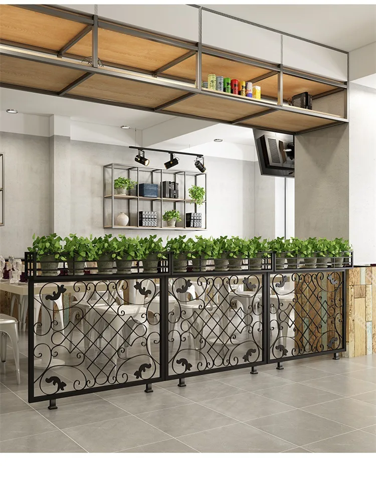 Customized Restaurant Partition Screens | Elegant Iron Flower Holders ...