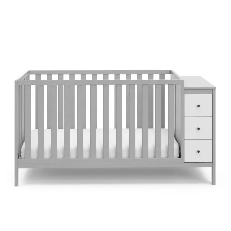 Adjustable Height Natural Solid Wood Baby Cribs Multifunction ...