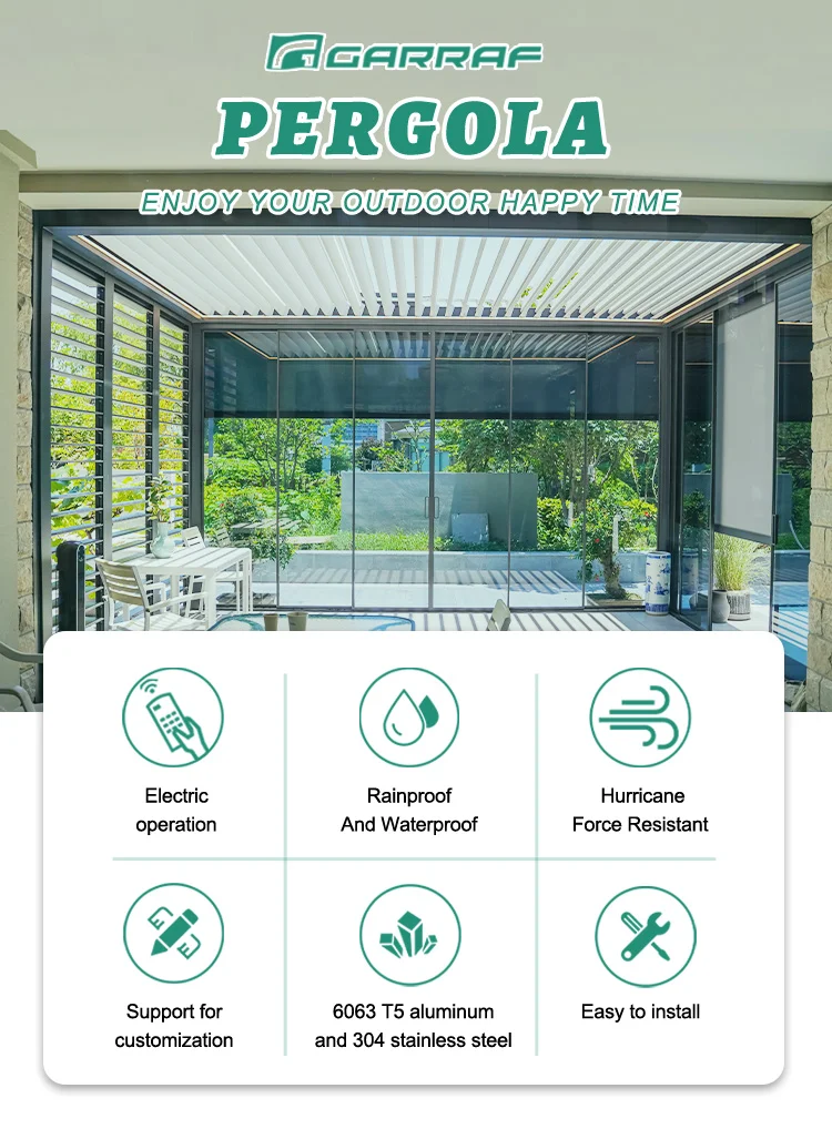 Bioclimatic Louvered Pergola Pergola Aluminium Gazebo Outdoor Garden ...