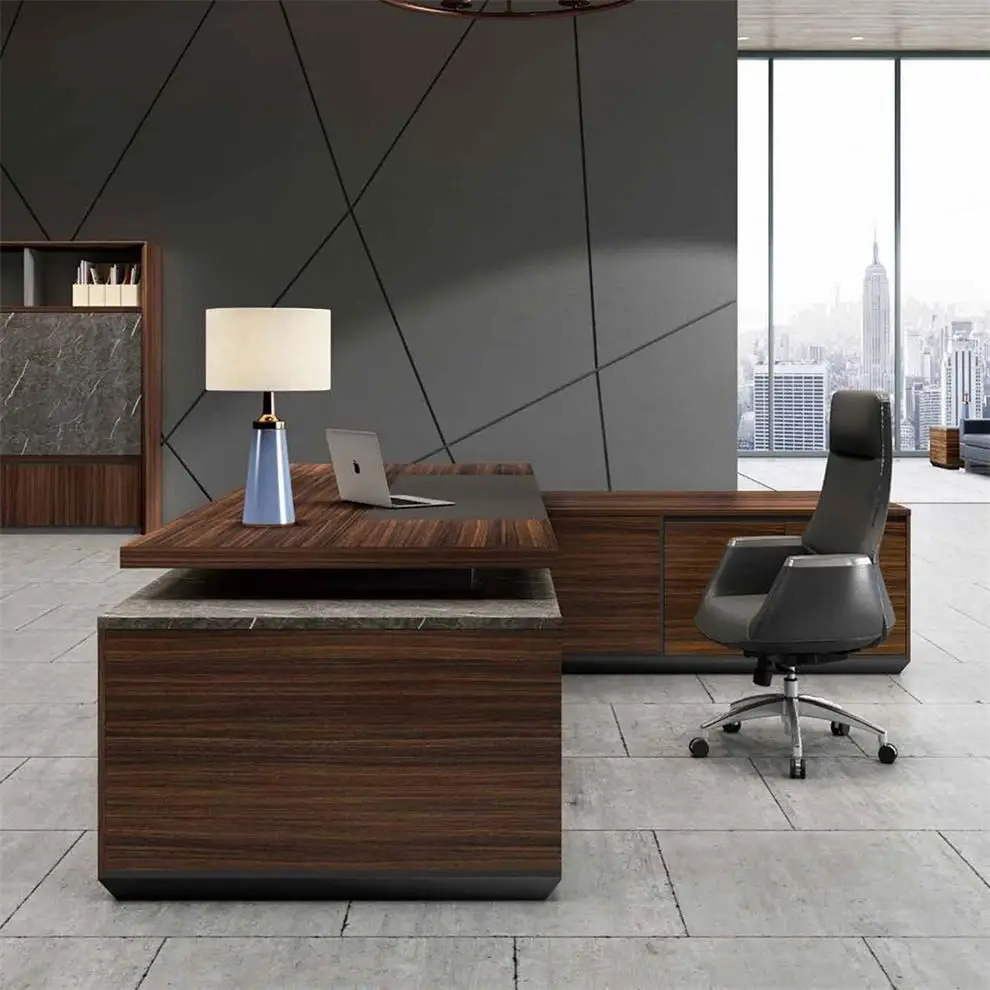 Low Price Executive Office Table With Lights Side Return Partition ...