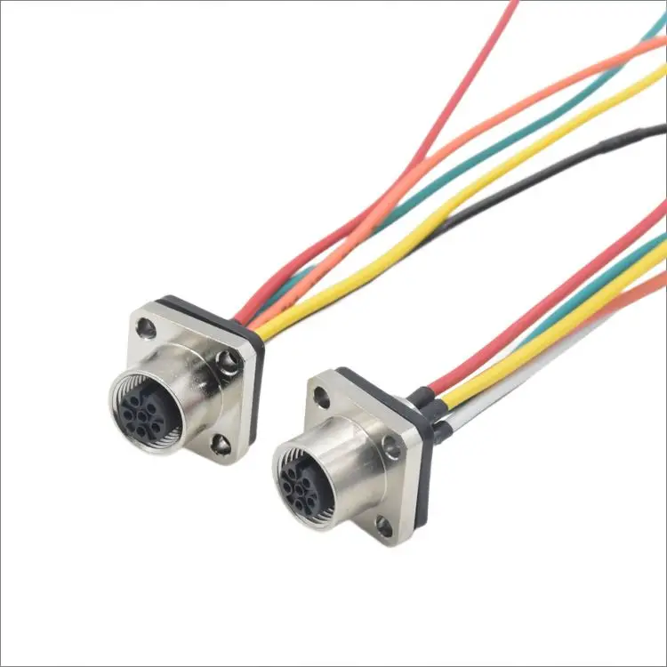 Westsam Supplier Square Flange Socket Connector M12 Connector 6pin Wire ...