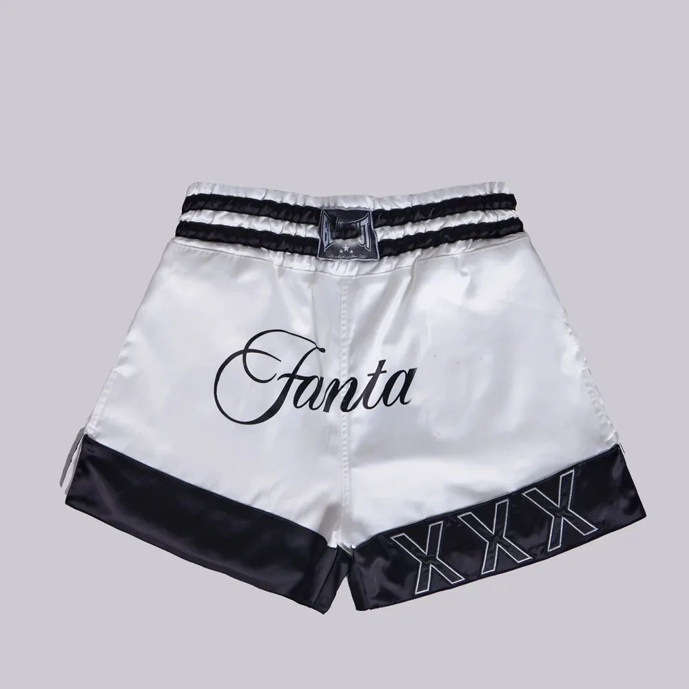 Shiny satin fabric Traditional boxing short fit Wide elasticated ...