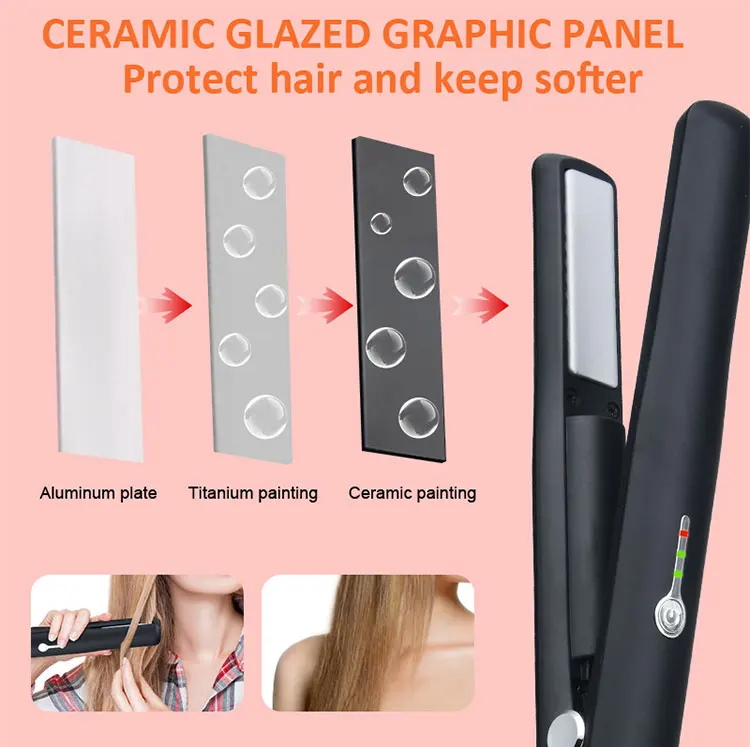 Flat Iron Rechargeable Cordless USB Powered Wireless Hair Straightener