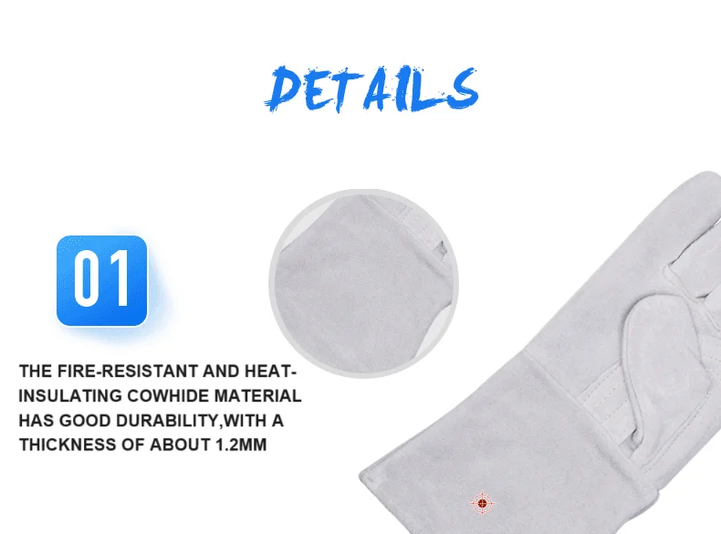 Long Cuff Cowhide Leather With Double Sided Velvet Material Liner Heat ...