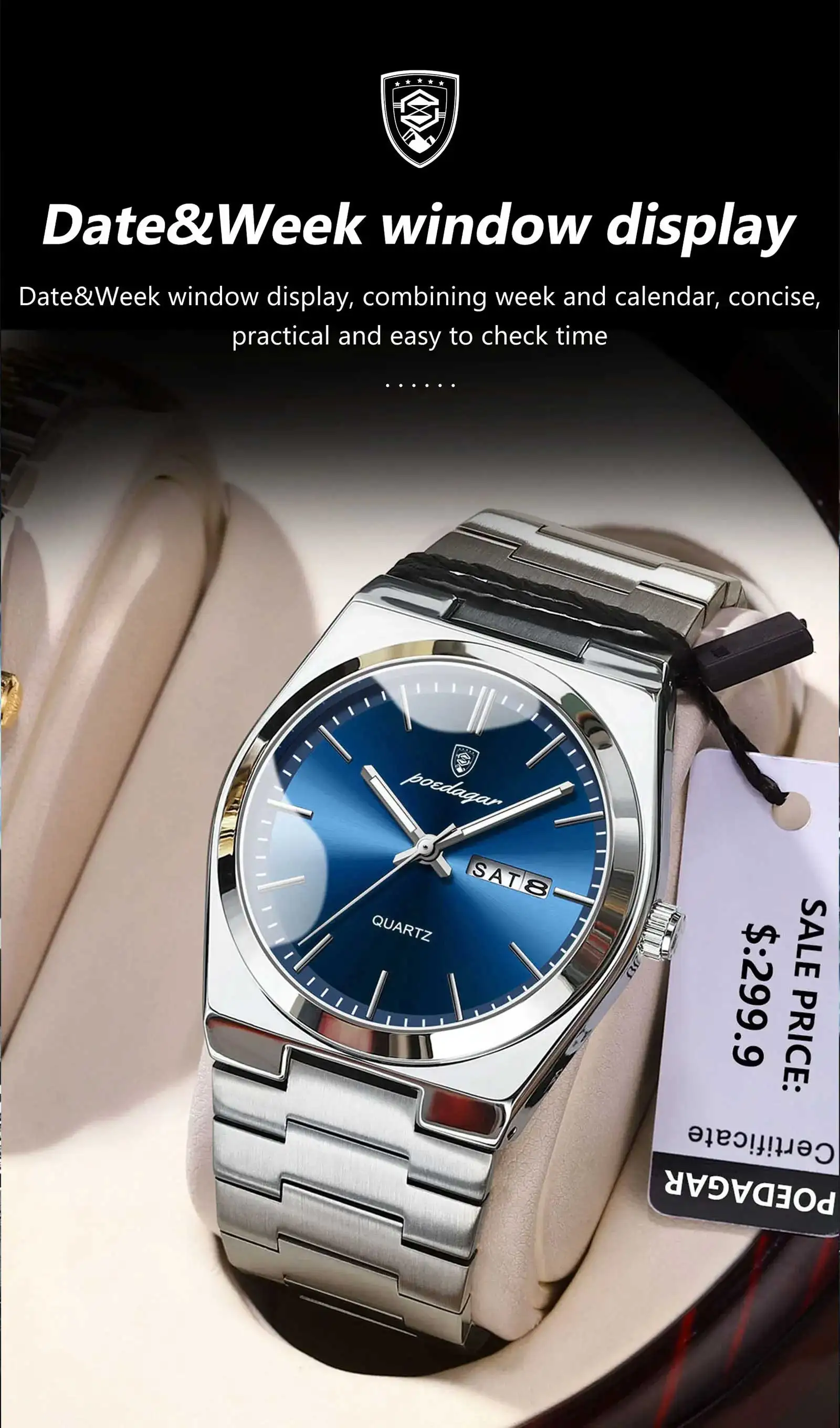 Poedagar 930 Men's Quartz Watch - Waterproof Luxury Stainless Steel ...