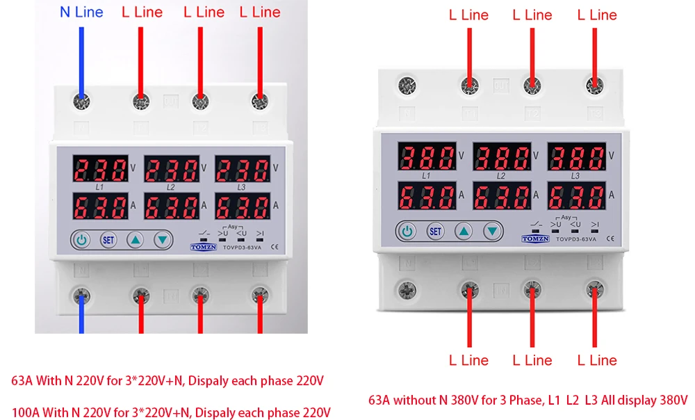 TOMZN TOVPD3-63VA - Reliable 3 Phase Voltage Protector