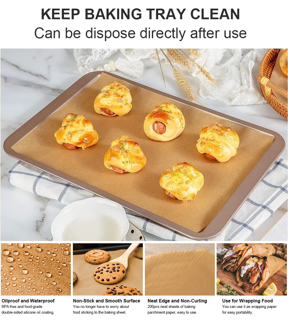 Raybin Custom 9x13 Inch Oven Tray Parchment Bake Paper Baking Sheets ...