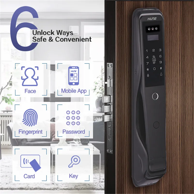 Hune Rfid Smart Door Lock With Camera Keyless Tuya Wifi Fingerprint ...