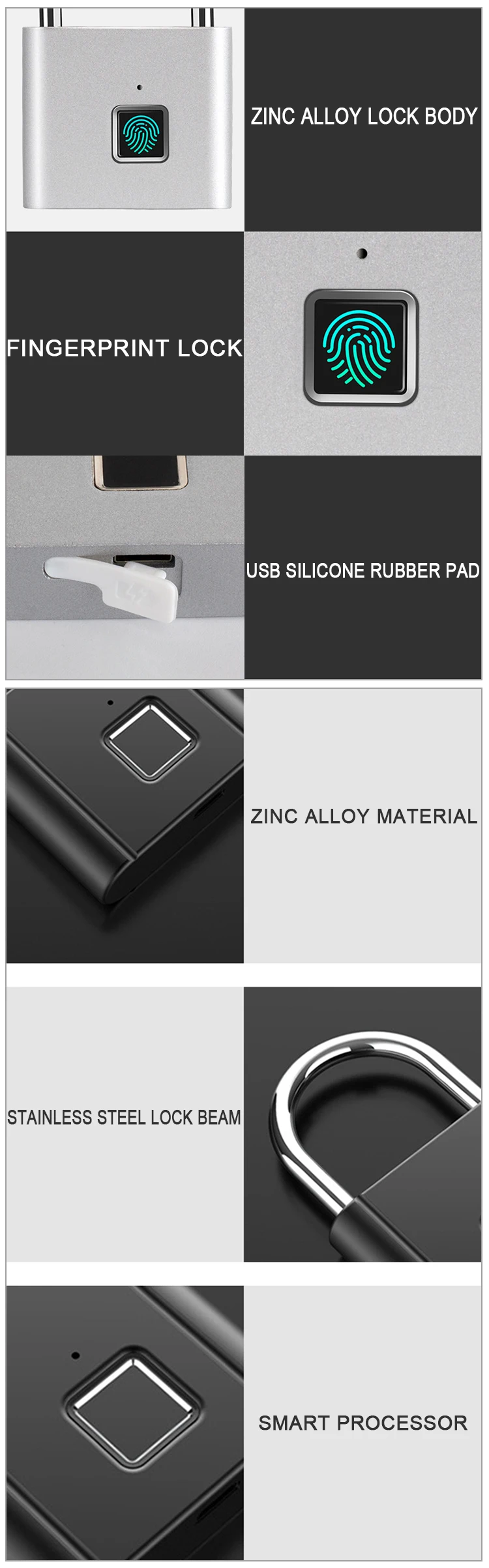 Finger Thumb Print Electronic Zinc Alloy Keyless Security Mini Touch ...