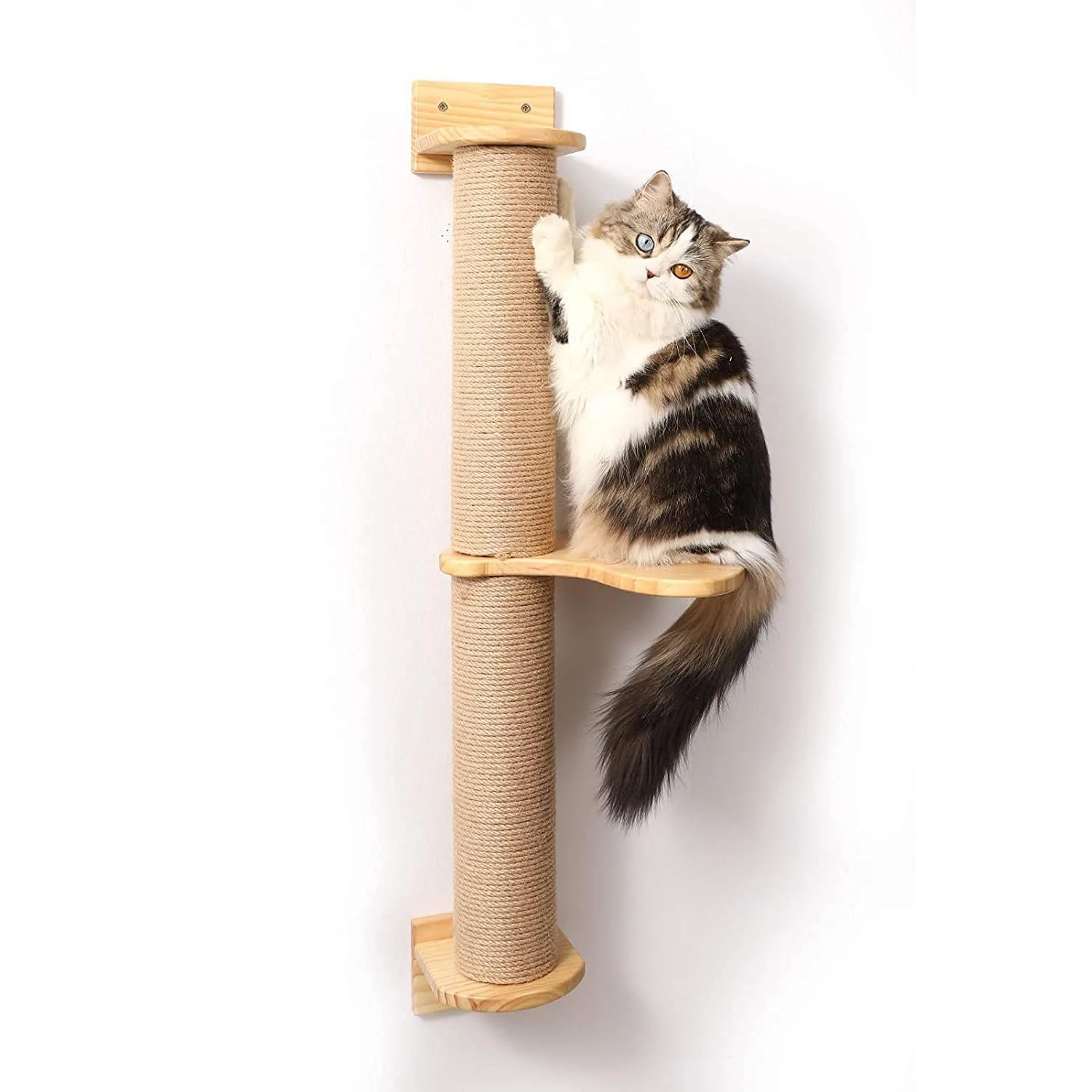 Cat Scratching Activity Tree Wall Mounted Wooden Cat Activity Tree With ...
