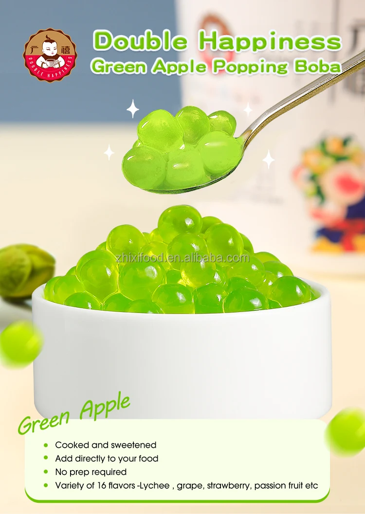 Wholesale Green Apple Flavor Popping Boba Pearls For Bubble Tea Drinks ...