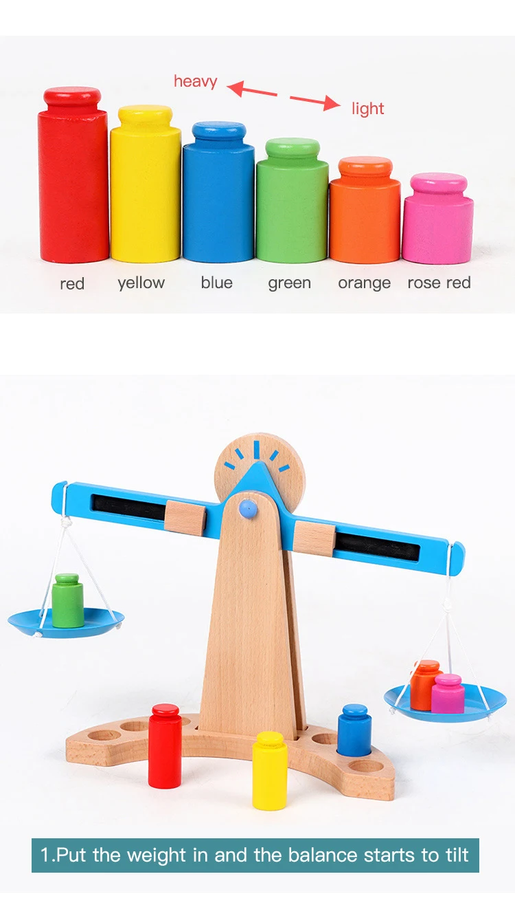 Montessori Wooden Balance Scale Toy For Kids Early Education Preschool ...