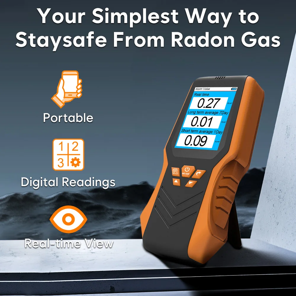 Handheld Digital Radon Gas Detector - Rechargeable 2000mAh with Real ...