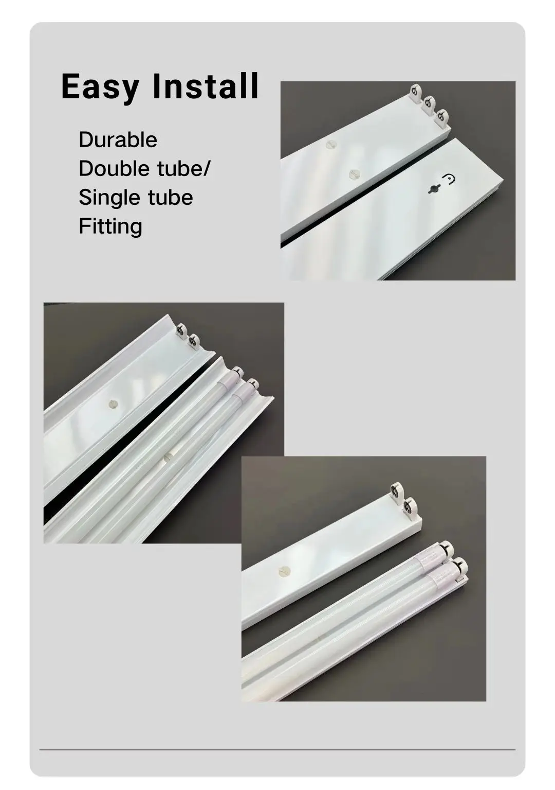 Double G13 LED Light Fixtures - Efficient Indoor Lighting