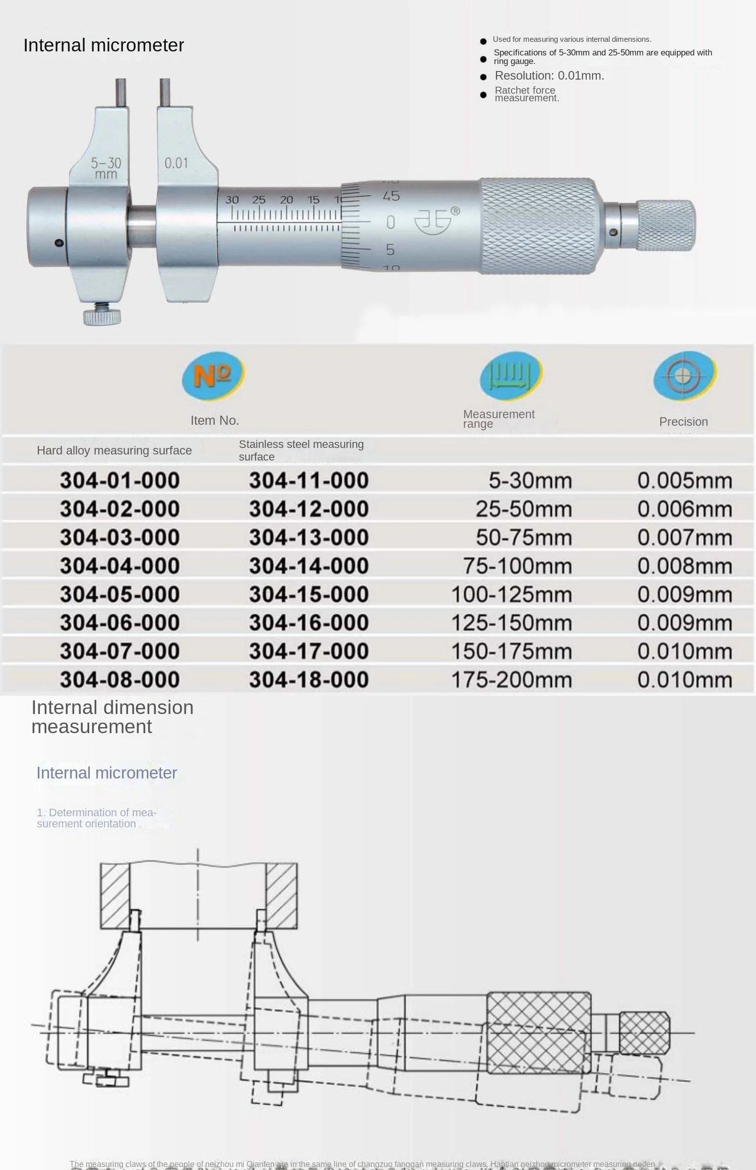 Internal Two-point Micrometer Measuring & Gauging With Adjustable Range ...