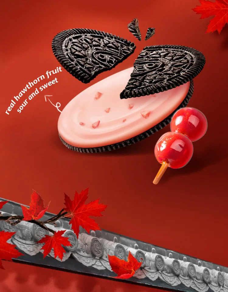 Oreos Crackers Fall Red Hawthorn Flavored Sandwich Cookies Casual Snack ...