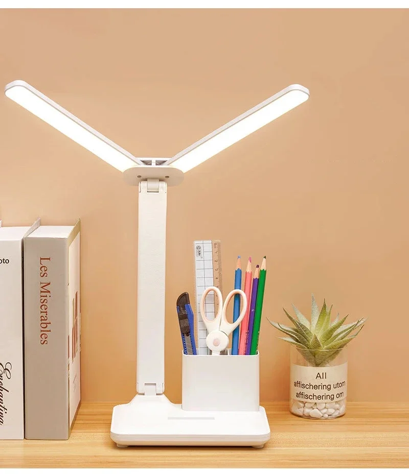 Rechargeable 180° Rotating LED Clock Desk Lamp Dimmable and Night Light ...