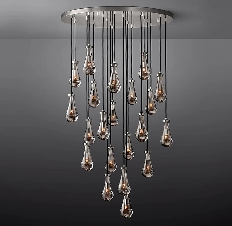 Stair Crystal Raindrops Chandelier Lighting Round Large Pendant Light ...