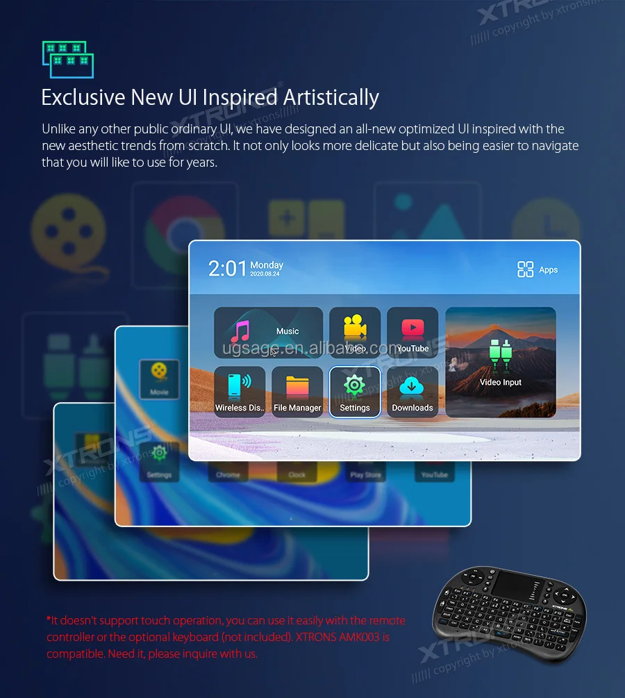 Xtrons 13.3 Inch Ips Screen 16:9 Android Roof Mount Monitor Car Back ...