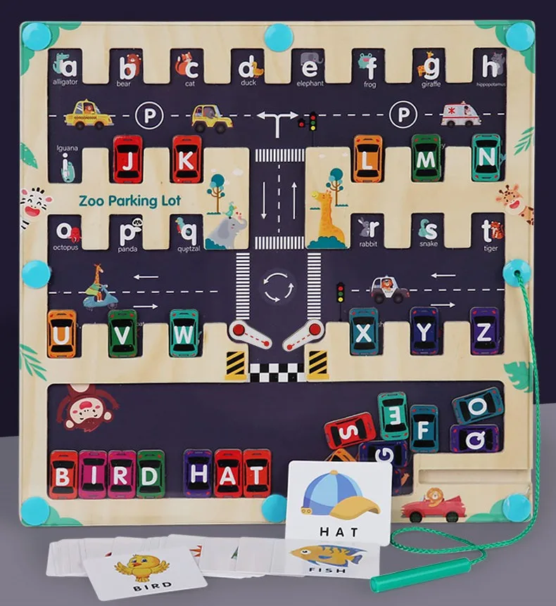 Children Learning Alphabet Letter Matching Cognitive Game Wooden Car ...