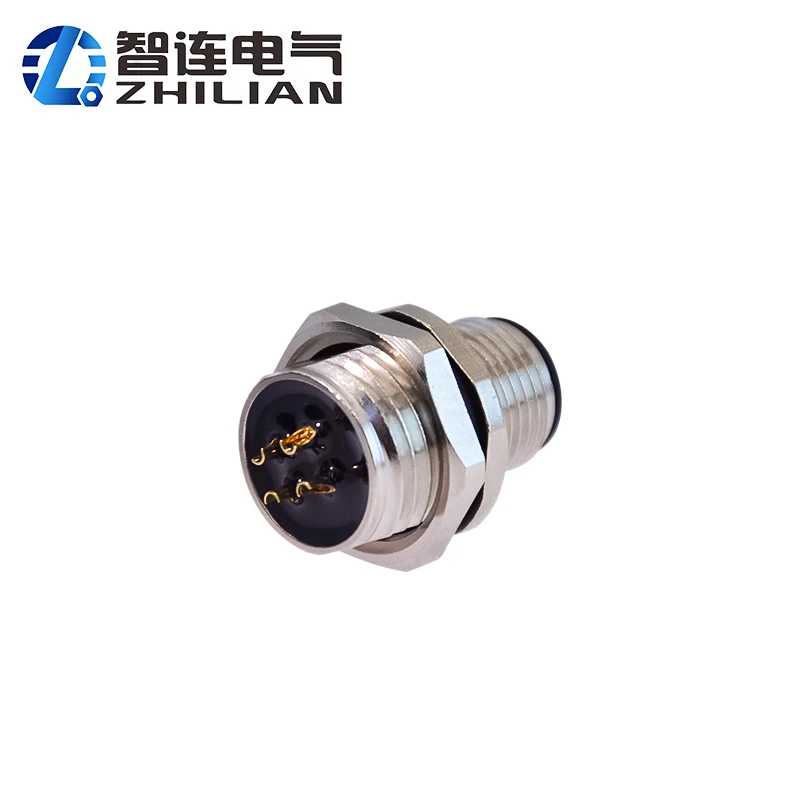 M12 Circular Connector Welding Wire Socket 4pin Solder Connection Male ...
