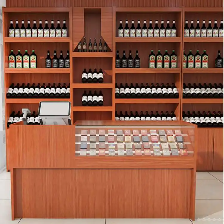 Meicheng Wood Liquor Store Shelves Wall Mounted Wine Rack Display ...