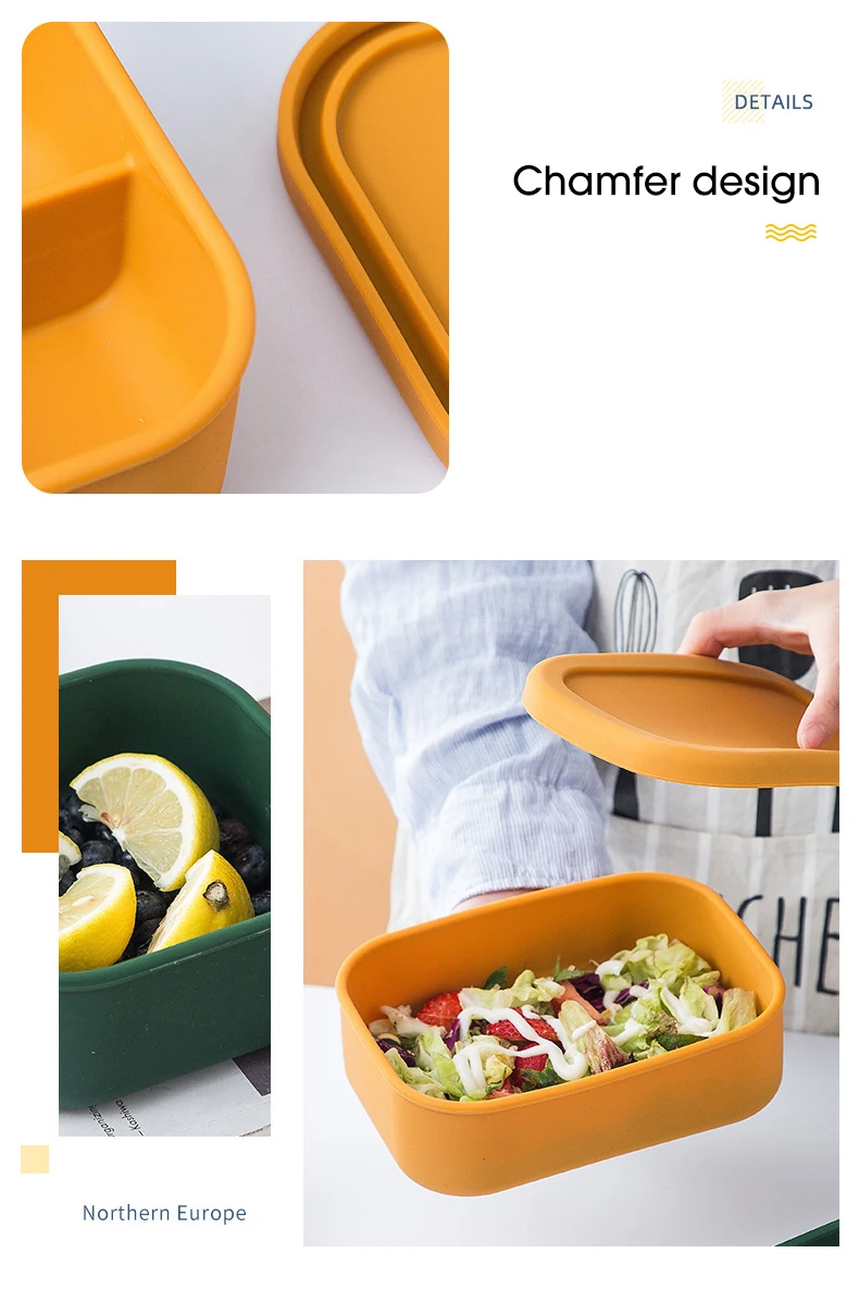 OEM Silicone Lunch Box Leakproof Containers Rectangle Silicone Seal ...