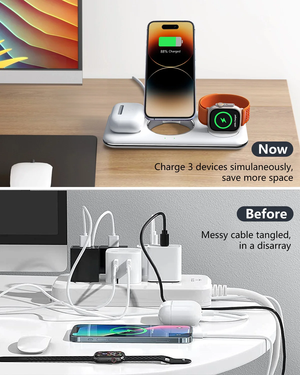 New Design 3-in-1 Wireless Foldable Charger 3 In 1 Desktop Folding ...