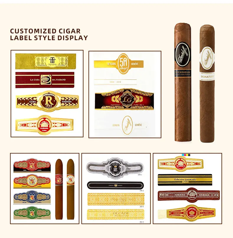 Custom Art Paper Gold Foil Stamping Upper Cigar Bands Personalised ...