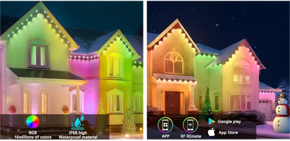 Smart Exterior Led Permanent Outdoor Holiday Christmas Rgbic Rbg Eave ...